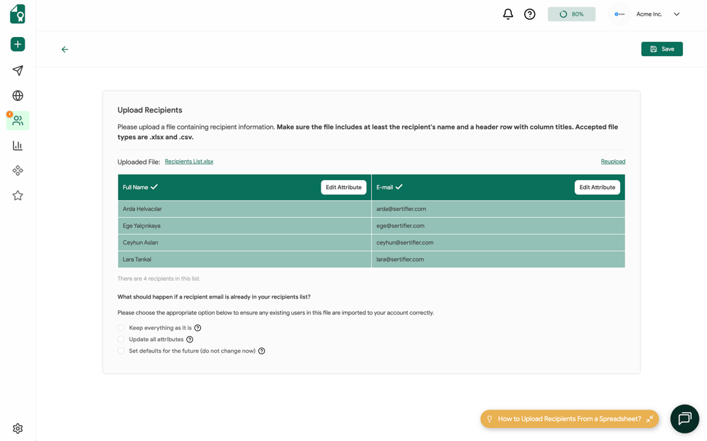 Guide to Uploading Recipients via Excel or CSV